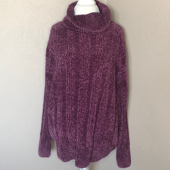 Zenana Outfitters | Sweaters | New Plum Chenille Cowl Neck Oversized ...
